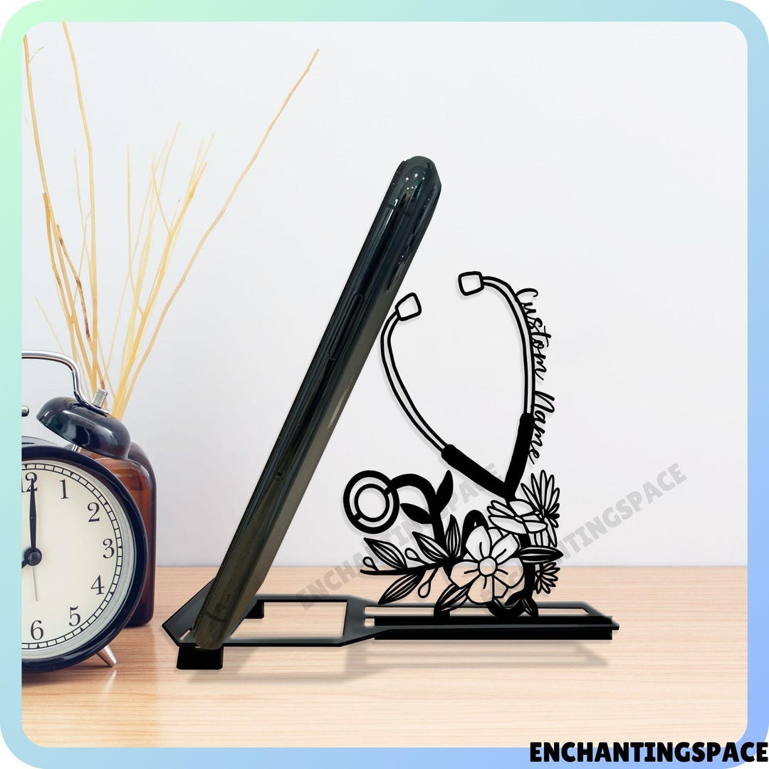 Custom Stethoscope Metal Phone Stand, Nurse Name Metal Phone Holder ...