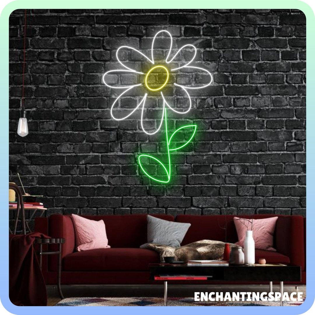Daisy Flower Neon Sign, Chamomile Flower Led Signage, Daisy Neon Light ...