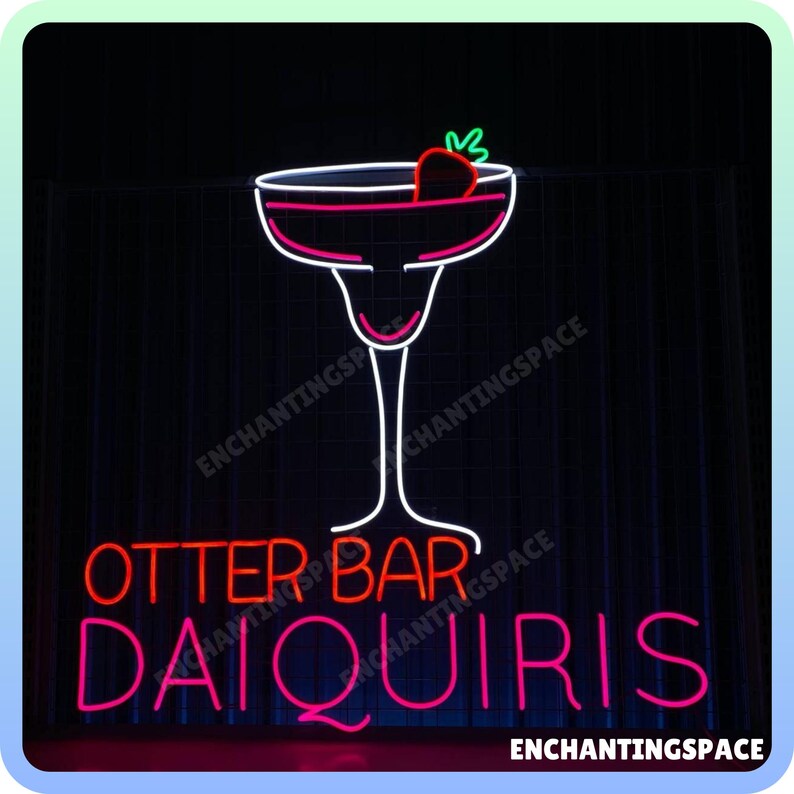 Custom Daiquiris Cocktail Neon Sign, Strawberry Daiquiri Cocktail Led ...