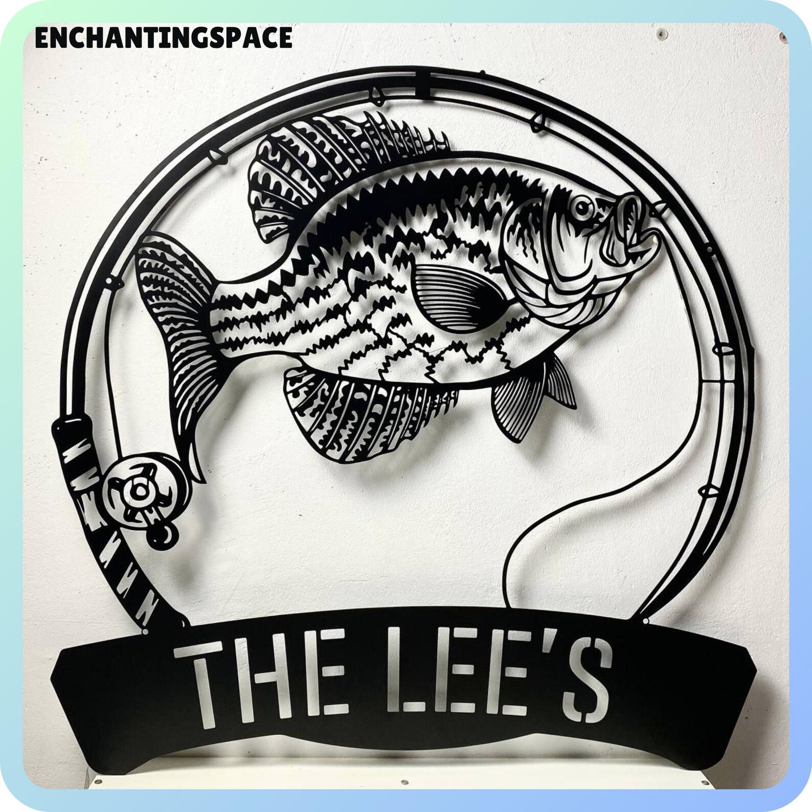 Customize Black Crappie Fish Metal Wall Art LED Light, Personalized ...