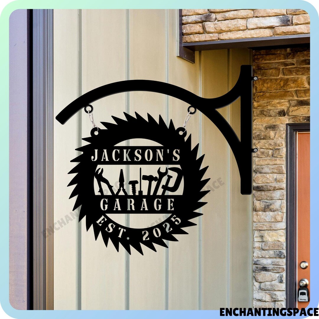 Personalized Garage Work Shop Metal Hanging Sign, Workshop Garage Metal ...
