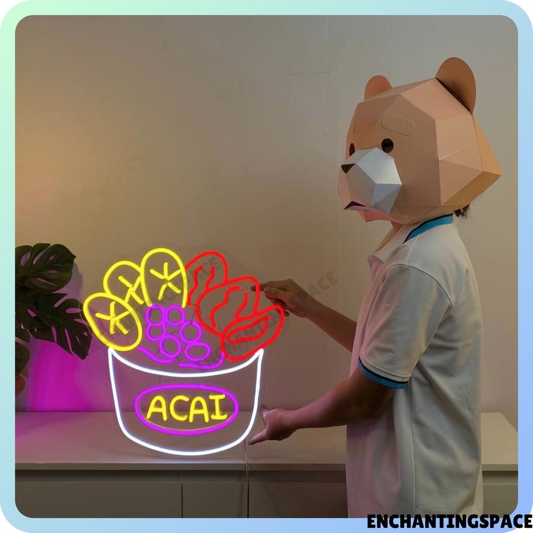 Acai Bowl Neon Sign, Open Acai Brazilian Food Sign Decor, Brazilian ...