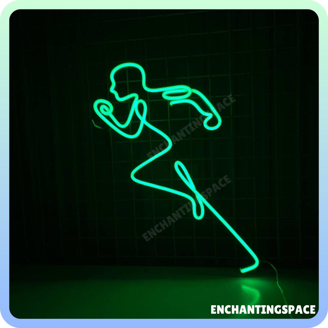 Man Running Neon Sign, Marathon Athletes Led Light, Custom Man Running ...