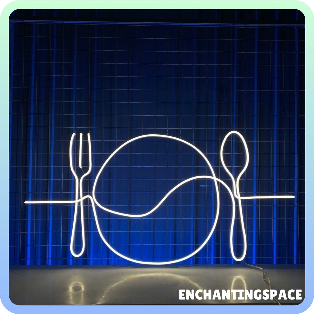 Fork and Spoon Neon Sign, Cuisine Cutlery Led Sign, Custom Neon Sign ...