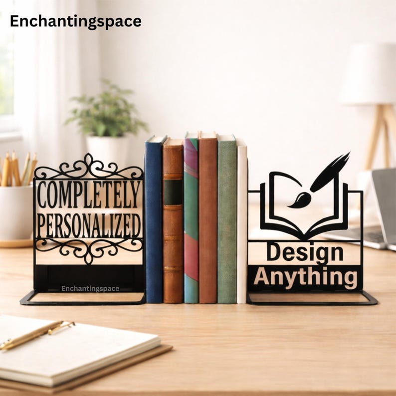 Customized Metal Bookends, Bookish Table Sign Decor, Book Stopper for ...