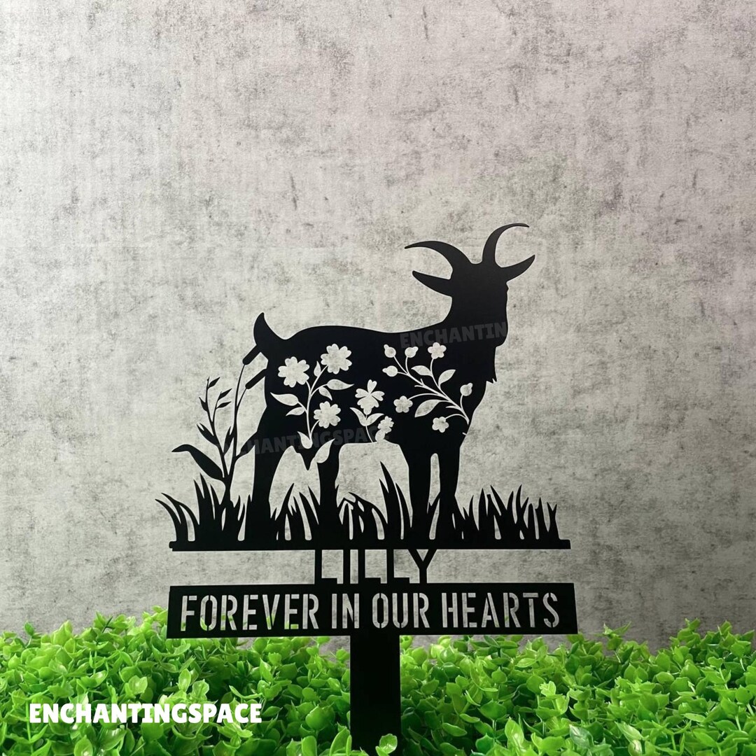 Custom Goat Metal Sign for Memorial Stake Decor, Goat Garden Memorial ...