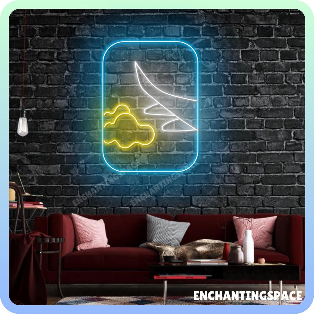 Airplane Window Neon Sign, Custom Plane Window Led Light Wall Art, Sky ...