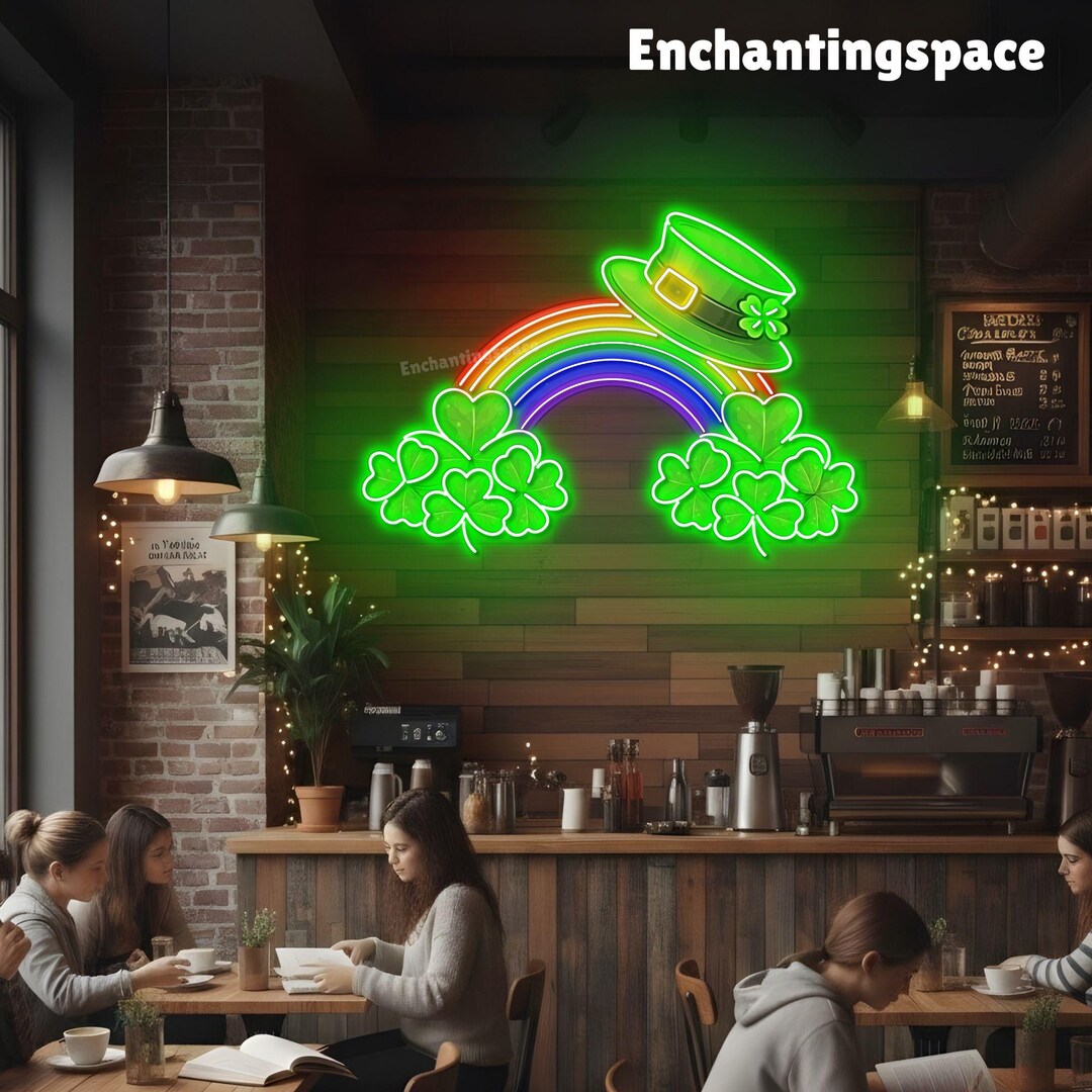 Lucky Rainbow Neon Sign, Festive LED Wall Decor for St Patrick’s Day ...