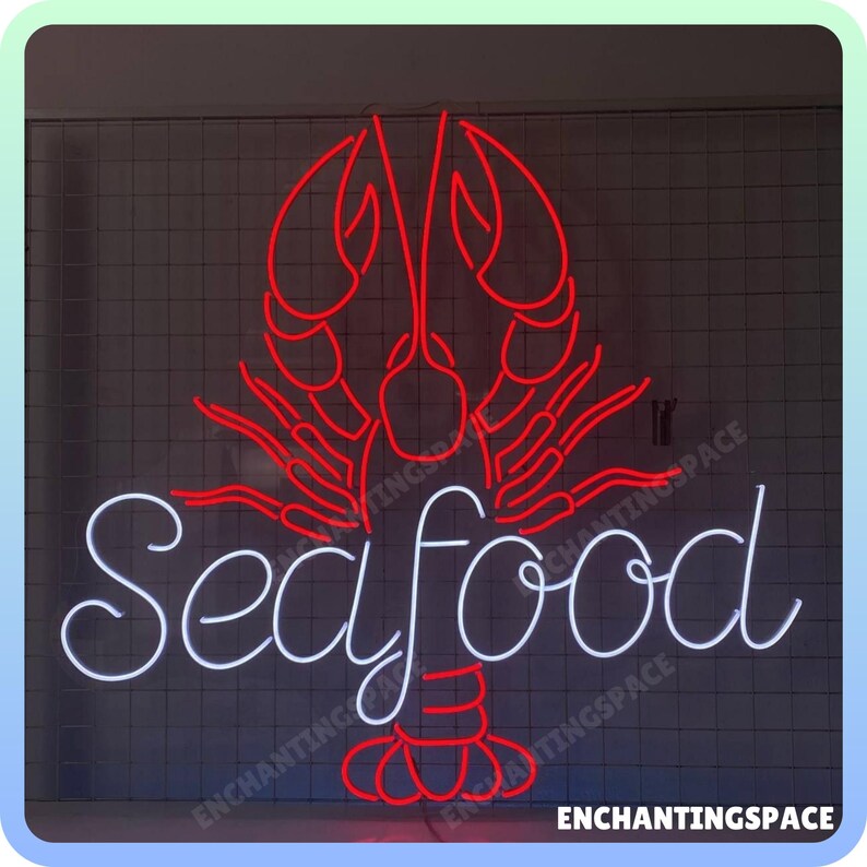 Seafood Lobster Neon Sign, Seafood Led Sign, Welcome Sign for Seafood ...