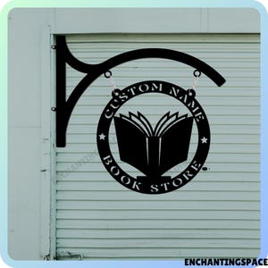 Personalized Bookstore Metal Hanging Sign, Bookstore Store Front Sign ...