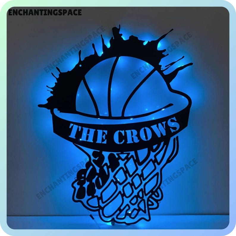 Customized Basketball Hoop Metal Wall Art LED Light, Basketball ...