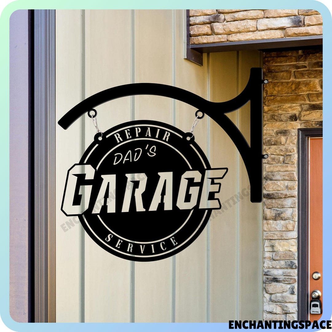 Custom Garage Metal Hanging Sign, Personalized Garage Repair Shop Wall ...