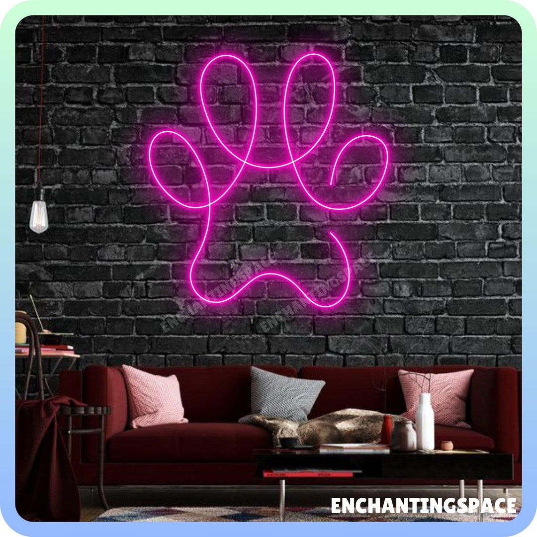 Pet Paw Print Neon Sign, Paw Paws Led Light Sign, Custom Pet Paw Led ...