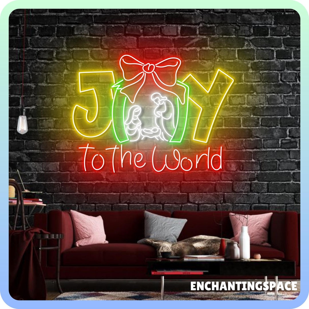 Joy to the World Neon Sign, Custom Neon Sign, Christmas Night LED Light ...