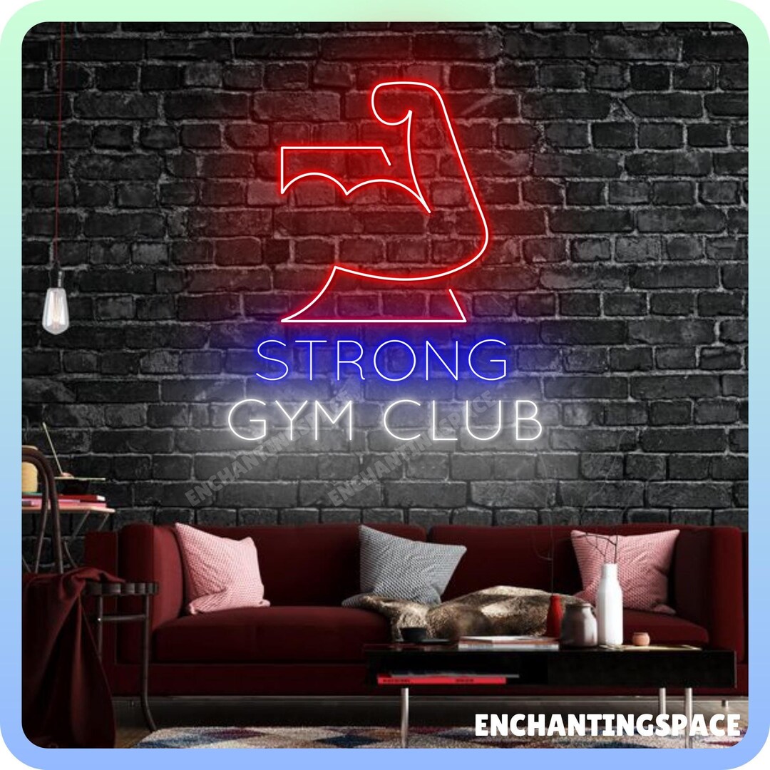 Strong Gym Club Neon Sign, Gym Club Led Sign, Fitness Led Light Decor ...