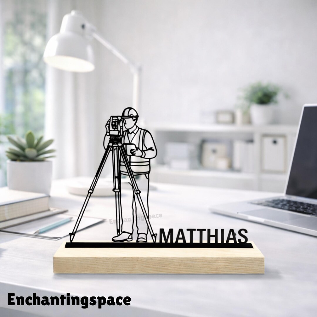 Custom Surveyor Metal Table Sign, Minimalist Construction Line Art for ...