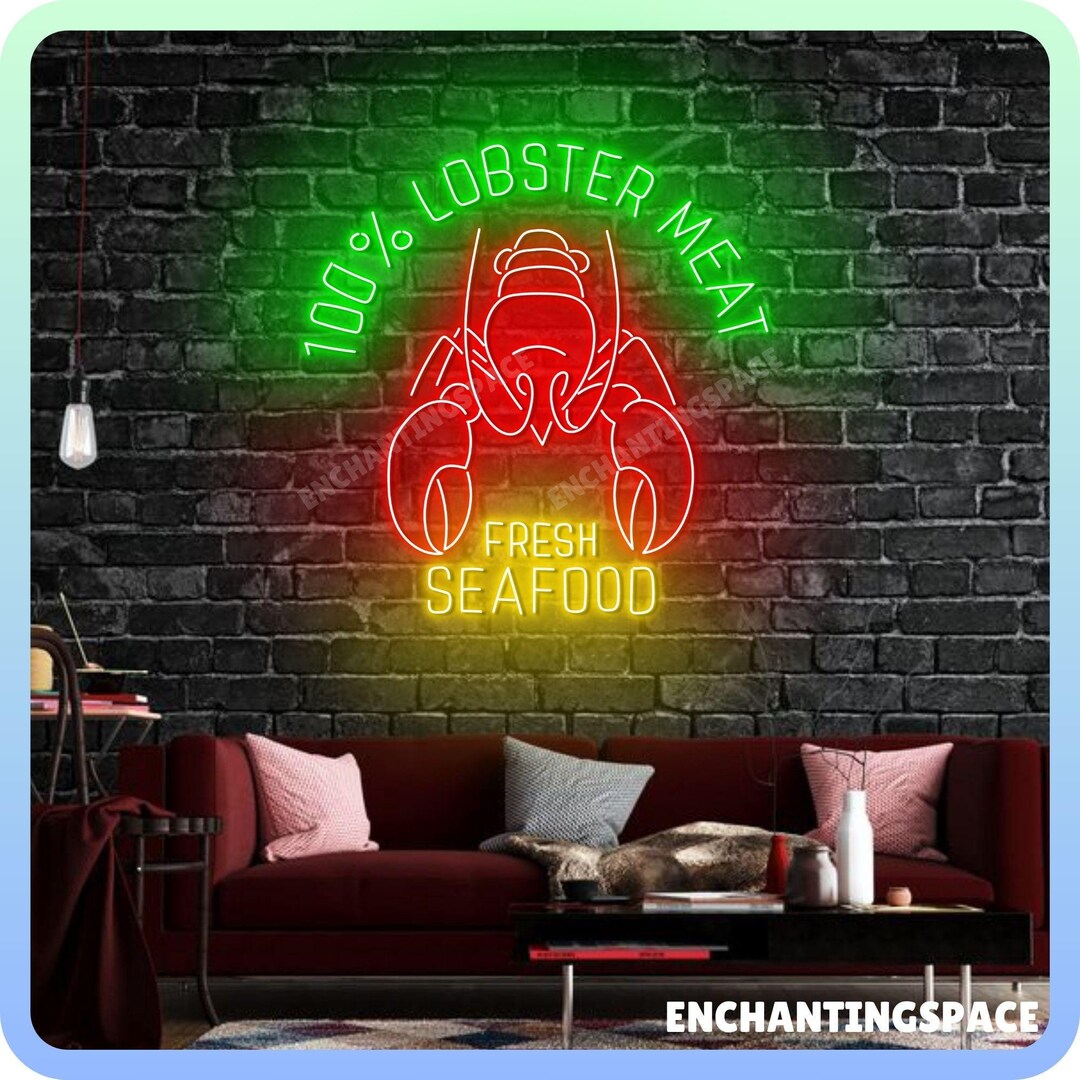 Lobster Meat Neon Sign, Fresh Seafood Led Sign, Welcome Sign for ...