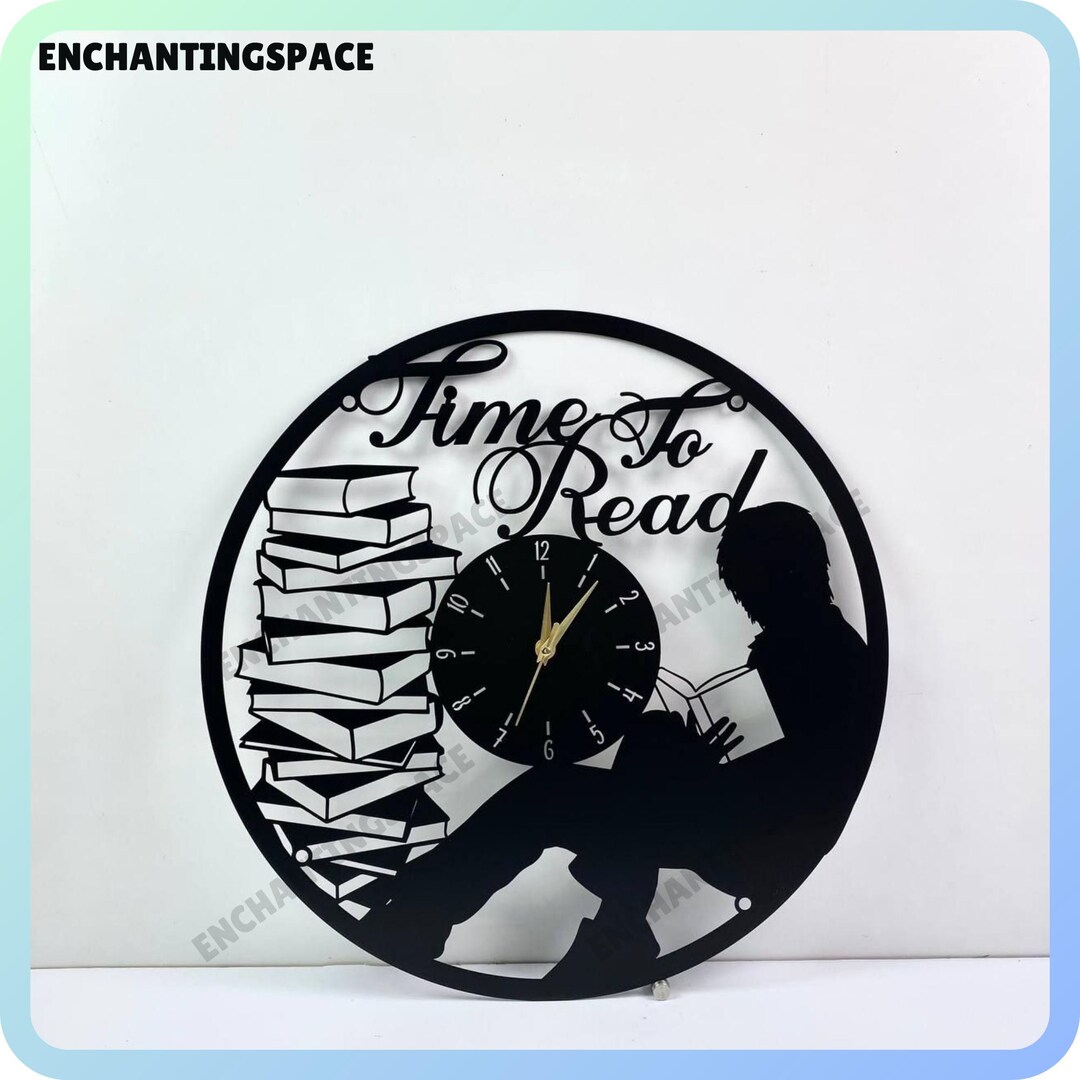 Custom Reading Book Metal Wall Clock Art for Home Decor, Time to Read ...