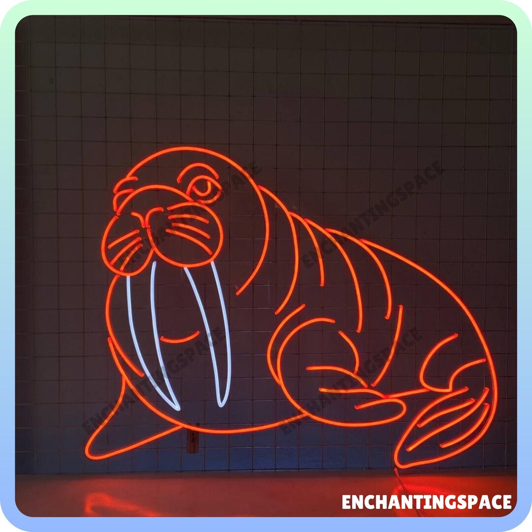 Walrus Neon Sign, Walrus Led Sign Home Decor, Walrus Animal Neon Light ...