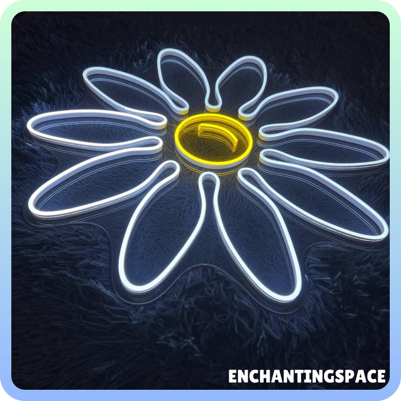 Daisy Flower Neon Sign, Basic Daisy Led Signage, Flower Store Led Light ...