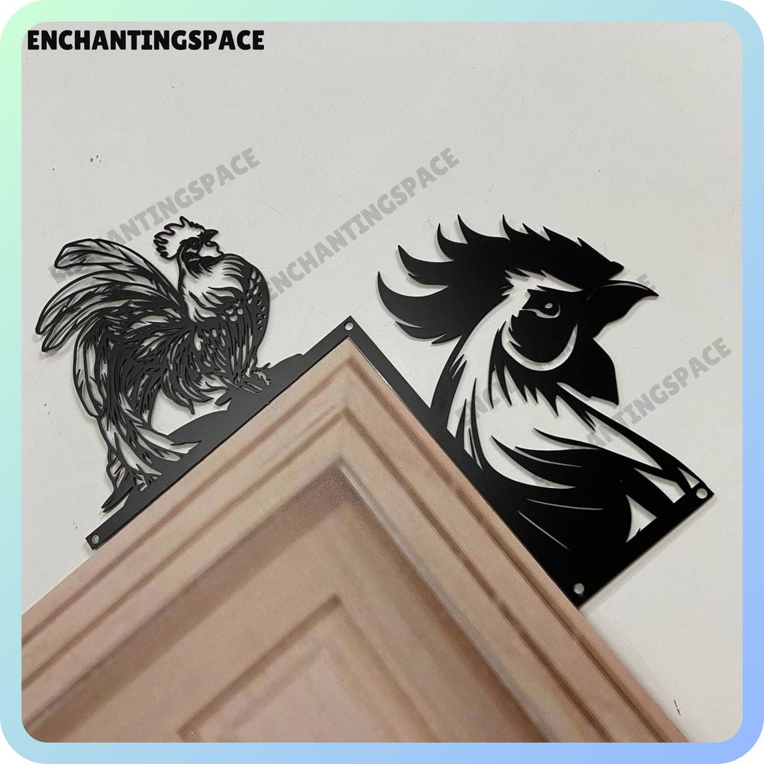 Custom Rooster Door Corner Metal Wall Art, Rooster Black Metal Sign ...