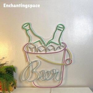 Beer Neon Sign, Ice Bucket Bottle LED Wall Sign for Pub, Bar Counter or ...