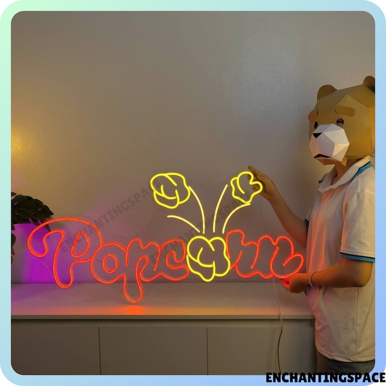 Popcorn Neon Signboard, Popcorn Led Sign Wall Art, Popcorn Neon Light ...