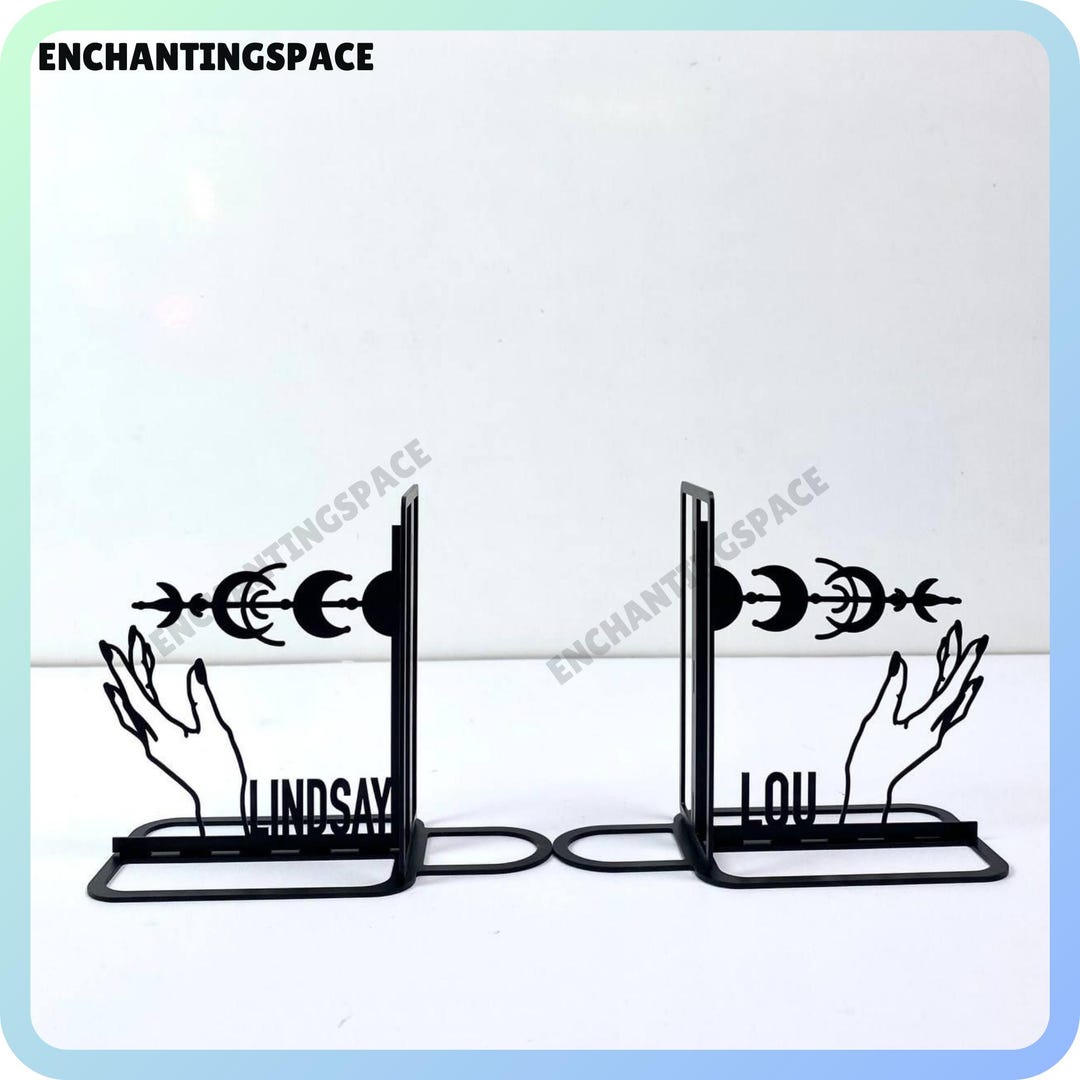Customized Spiritual Astrology Metal Bookends, Personalized Moon Name ...