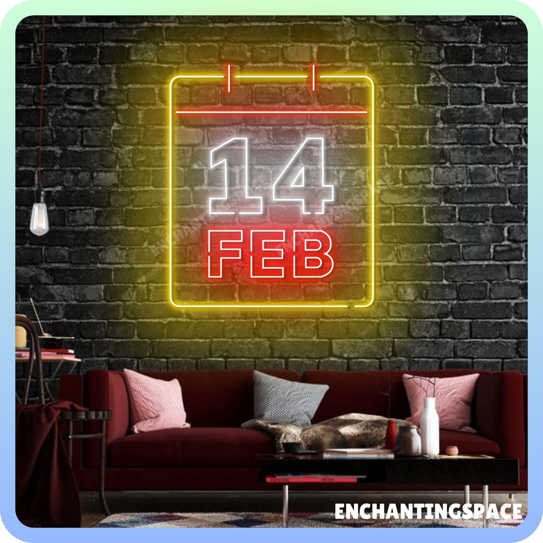 Feb 14 Valentine Neon Sign, February 14th Valentine Led Light Wall ...