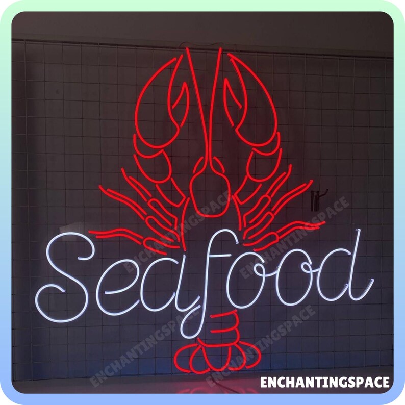 Seafood Lobster Neon Sign, Seafood Led Sign, Welcome Sign for Seafood ...