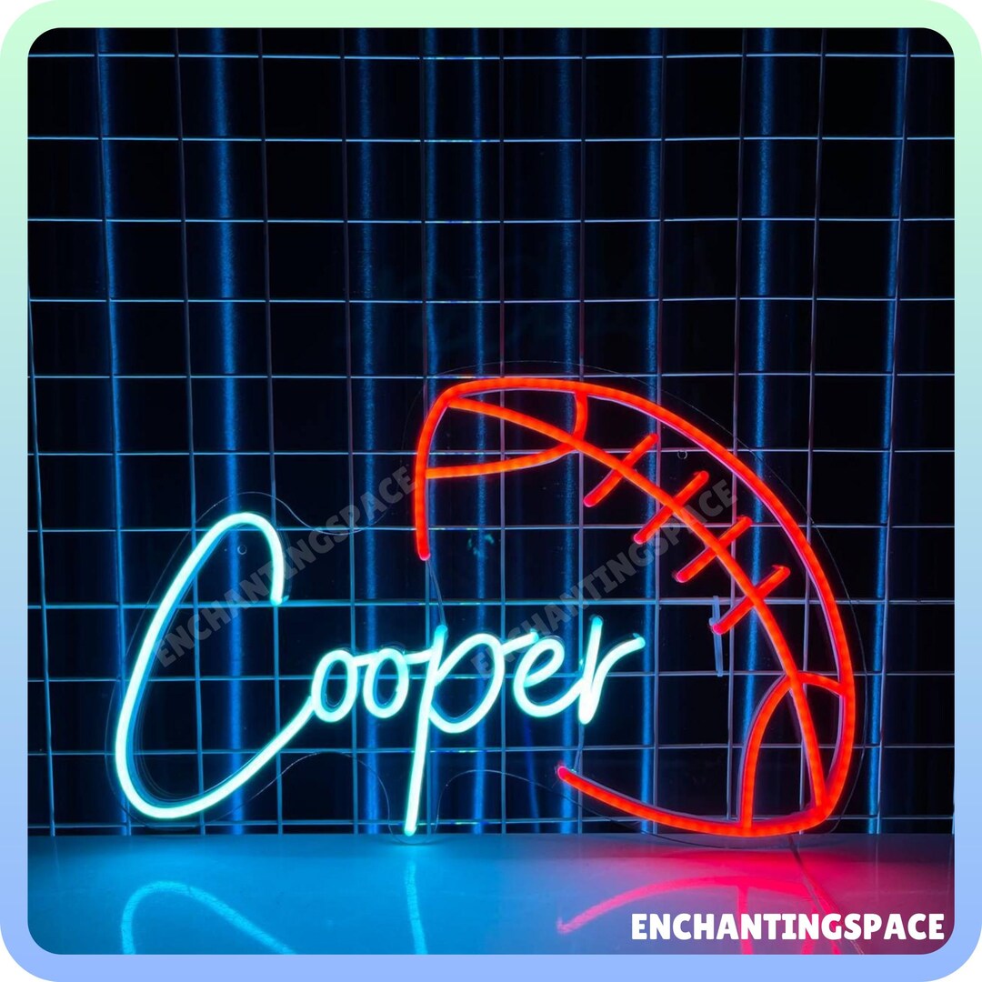 Custom Name Football Neon Sign, Football Led Light, Football Sign Wall ...