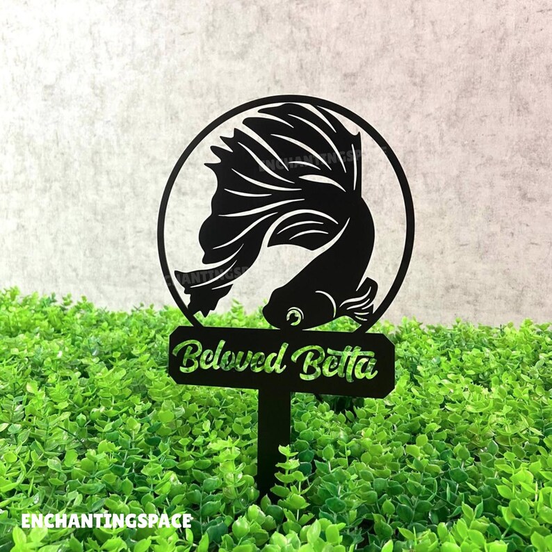 Custom Betta Fish Metal Yard Stake Art, Fish Lover Metal Garden Stake ...