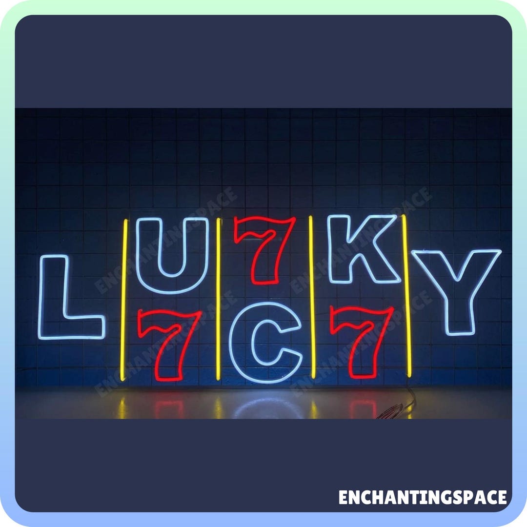 777 Lucky Neon Sign, 777 Lucky Led Light Sign, Custom Neon Sign for ...