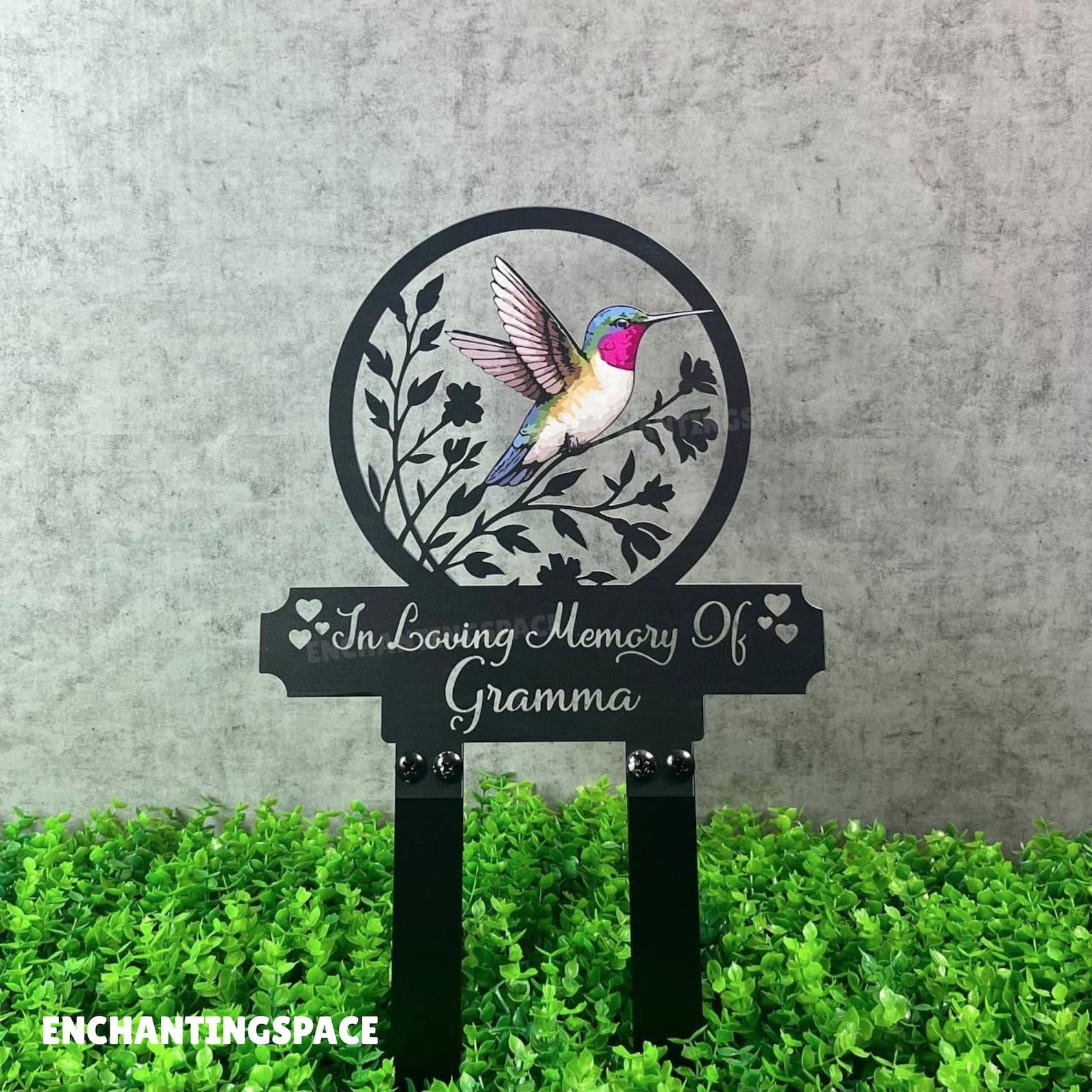 Personalized Hummingbird Metal Garden Stake, Memorial Stake Decor ...