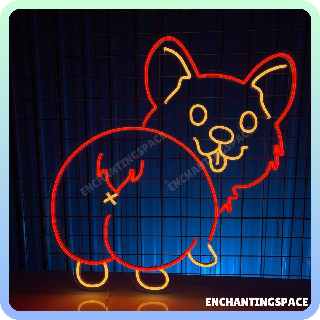 Cute Corgi Dog Neon Sign, Corgi Dog Led Light, Corgi Dog Butt Neon ...