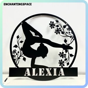 Customized Female Gymnastics Metal Wall Art LED Light, Personalized ...