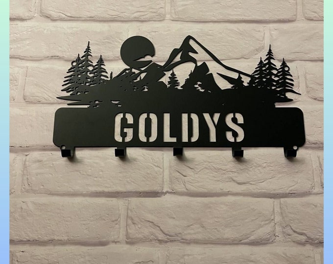 Nature Wildlife Theme Key Holder Mountain and Forest Metal Hook Calm ...