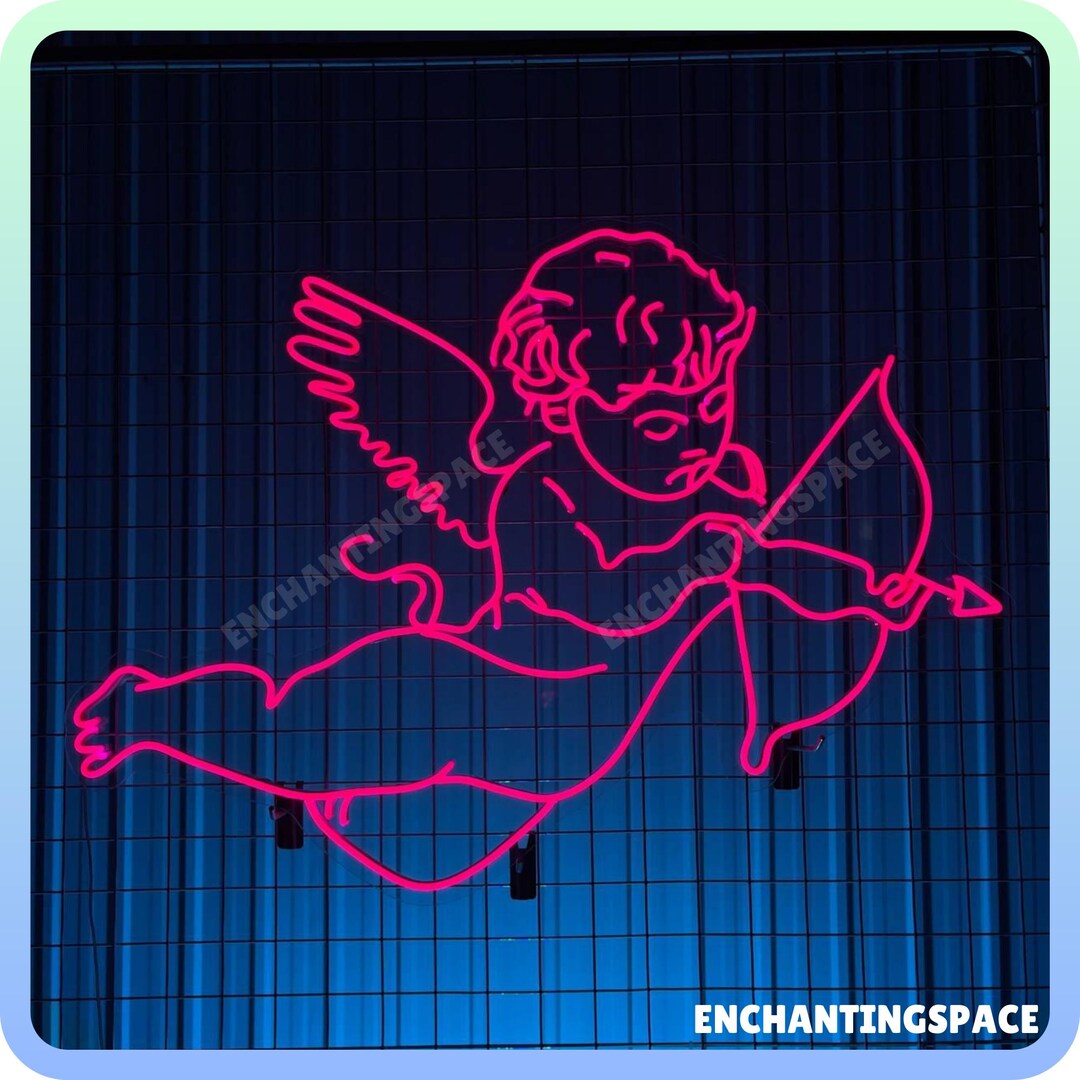 Cupid Angel Neon Sign, Cupid Led Light Wall Decor, Cupid Shooting Arrow ...