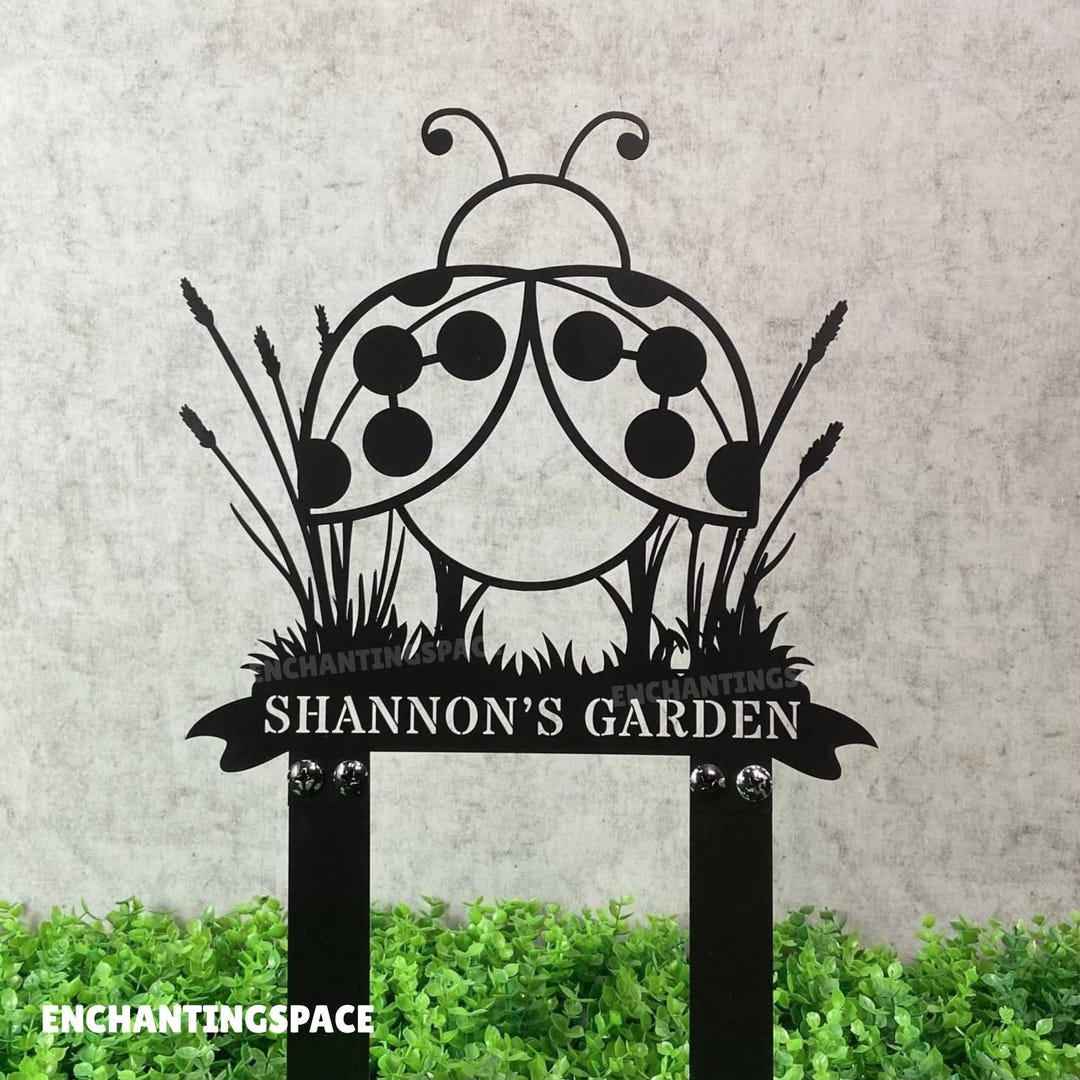 Personalized Ladybug Metal Stake for Grandma's Garden Decor, Backyard ...