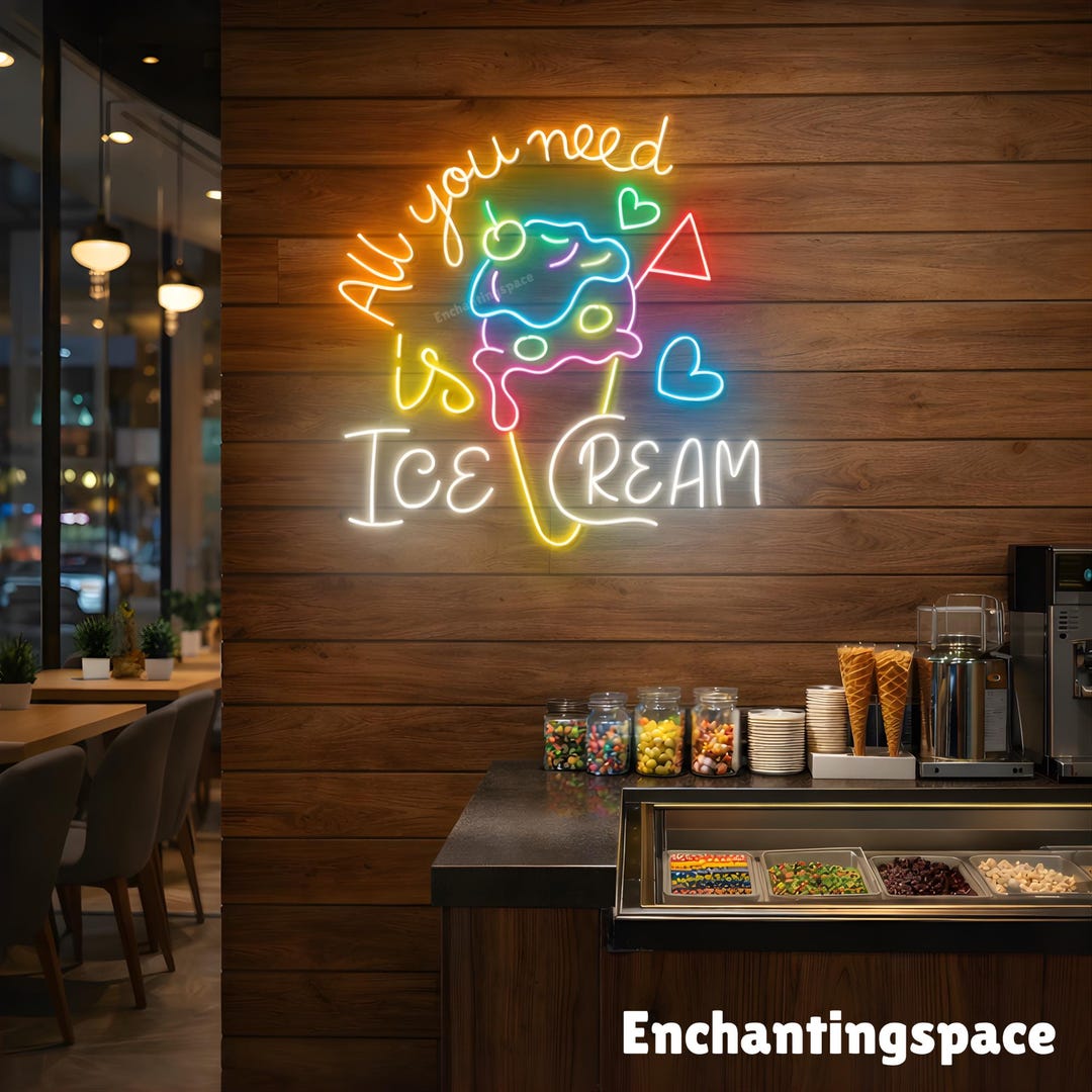 Ice Cream LED Light for Dessert Storefront or Gelato Bar Decor, Modern ...
