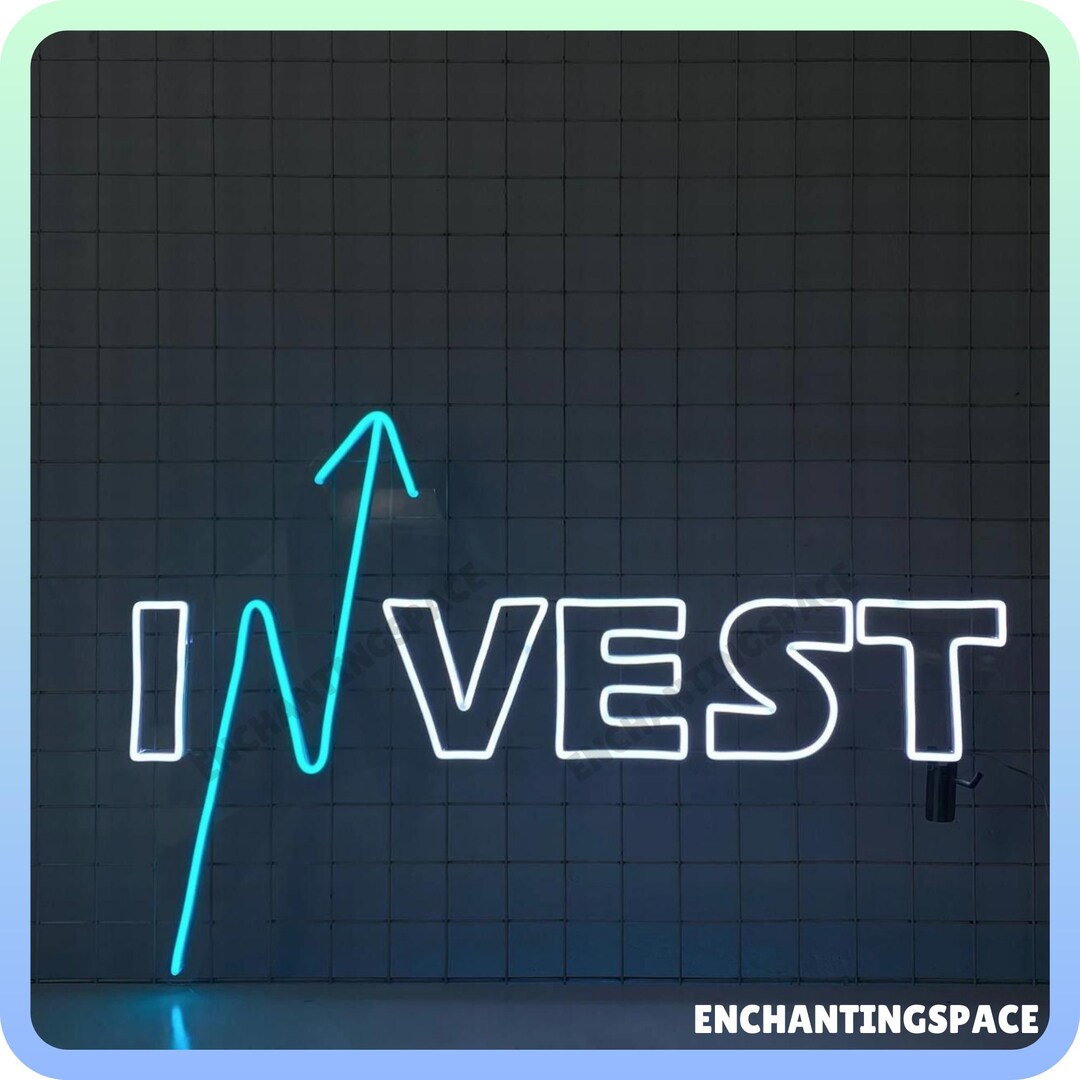 Invest Stock Market Neon Sign, Financial Investment Led Light Wall ...