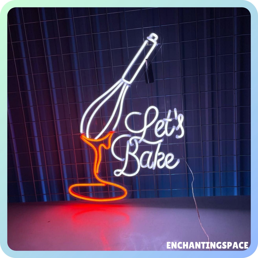 Let's Bake Neon Sign, Bakery Neon Light Up, Custom Neon Sign, Bakery ...
