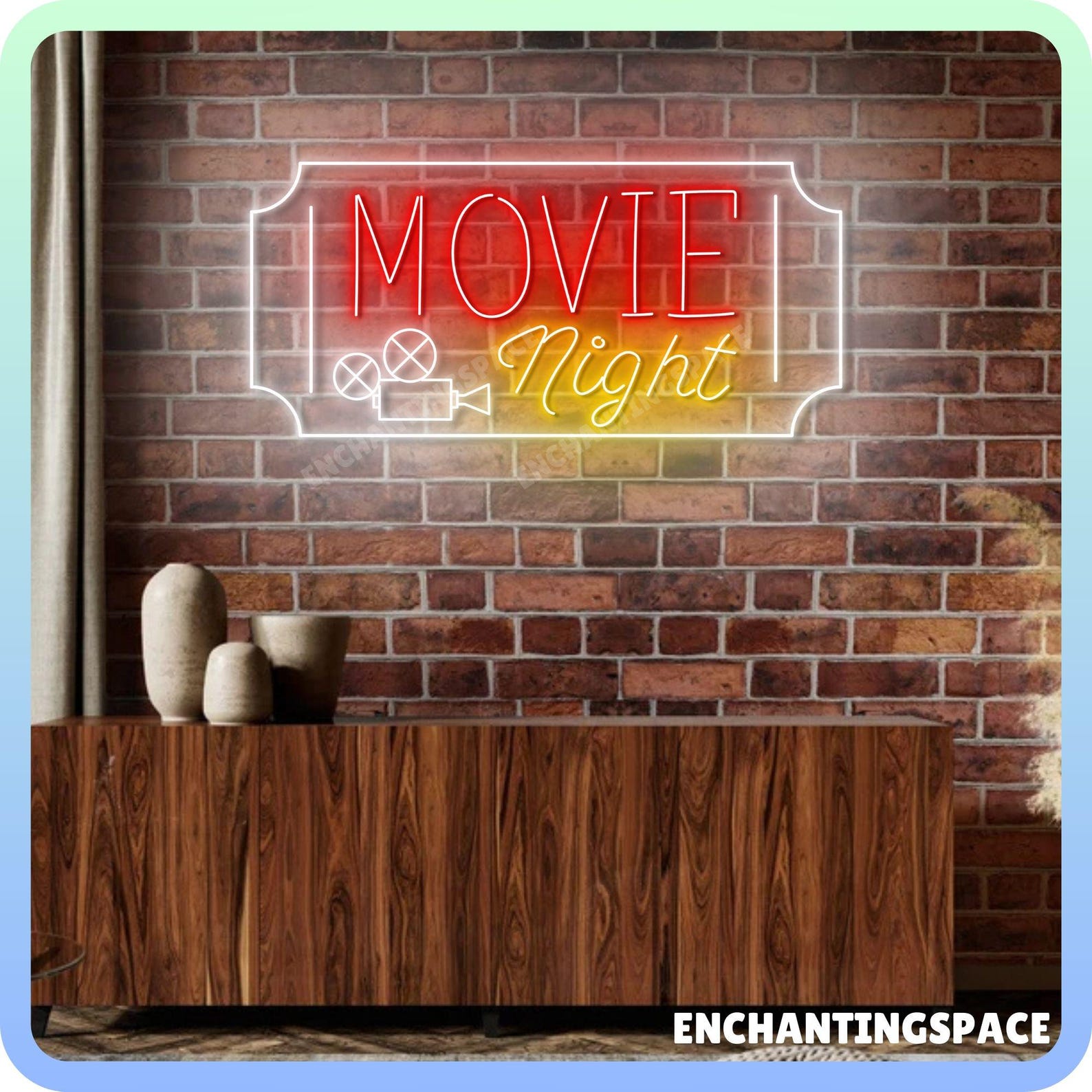Movie Night Neon Sign, Cinema Light up Wall Art, Home Film Room Cinema ...