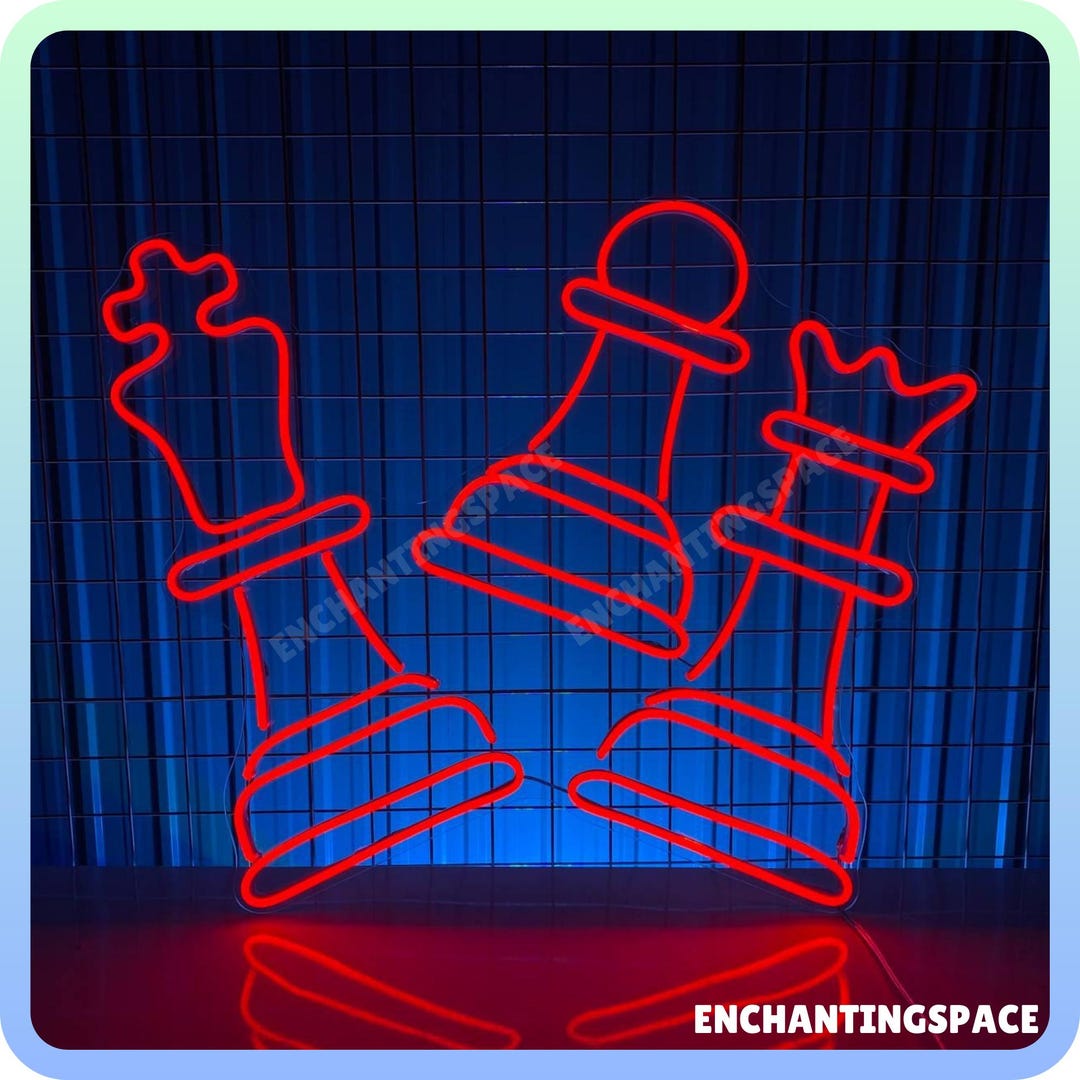 Chess Neon Sign, Chess Pieces Led Sign, Custom Playing Chess Club Wall ...