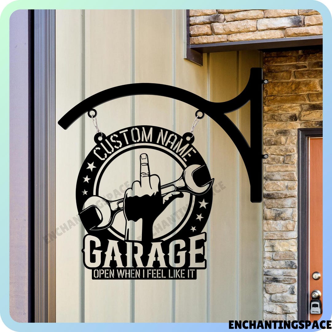 Custom Garage Metal Hanging Sign, Car Garage Storefront Sign, Blade ...