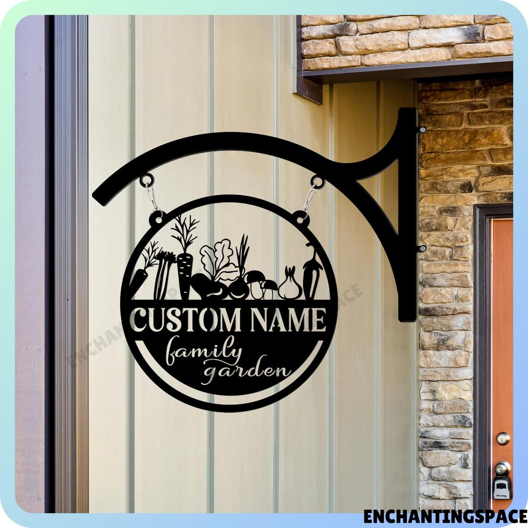 Personalized Family Garden Metal Hanging Sign, Veggies Garden Store ...