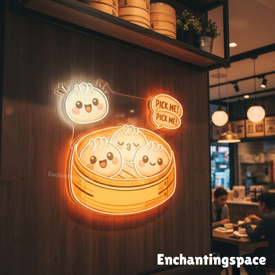 Cute Dim Sum Neon Sign, LED Wall Light for Asian Restaurant, Bakery or ...