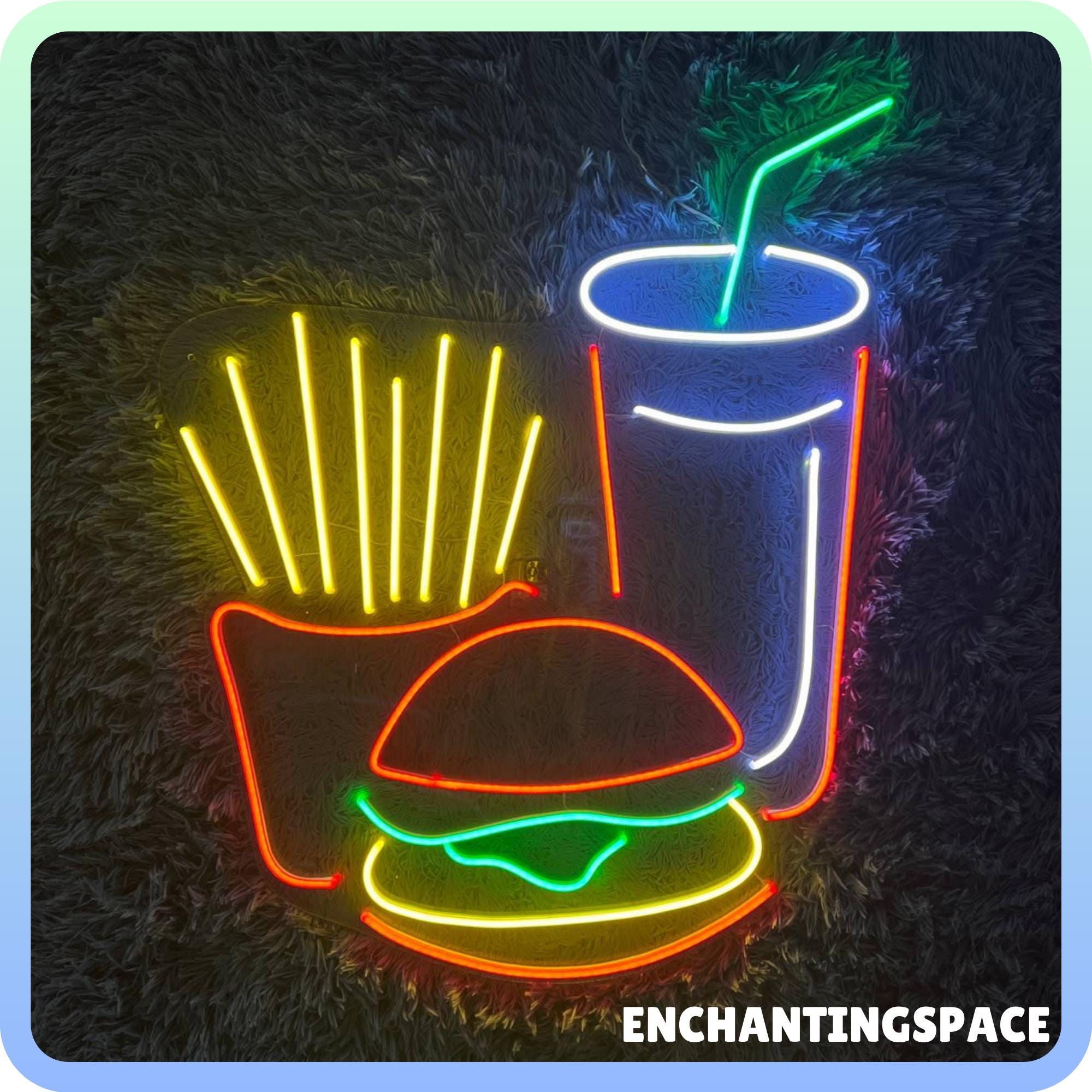 Fast Food Neon Sign, Hamburger Led Sign, Custom Neon Sign, Restaurant ...