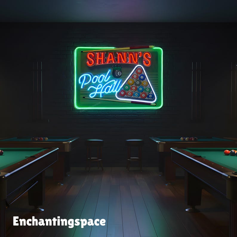 Billiards LED Neon Sign, Custom Acrylic Wall Light for Home Billiards ...