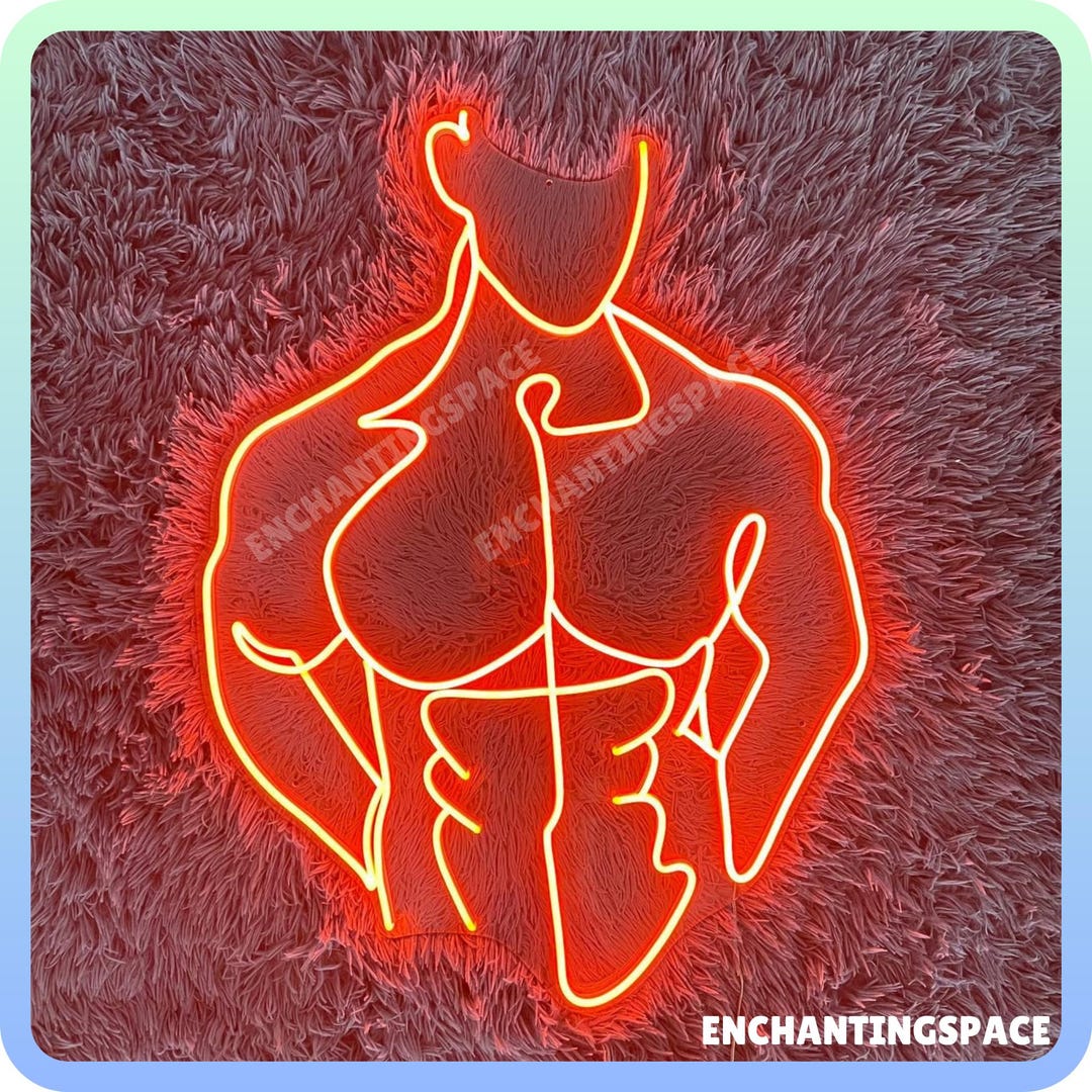 Muscle Man Neon Sign, Man Muscle Led Light, Gym Room Decor, Gymnastic ...